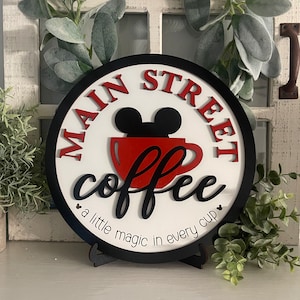 10" Main Street Coffee Sign // Disney-inspired Coffee Decor // Mickey ...
