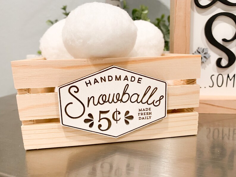 Winter Farmhouse Mini Snowball Crate With Faux Snowballs // - Etsy