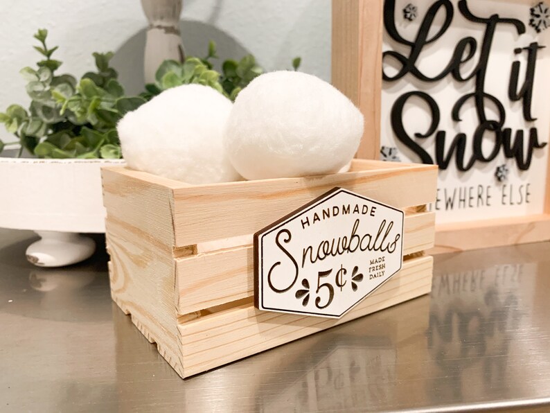 Winter Farmhouse Mini Snowball Crate With Faux Snowballs // - Etsy
