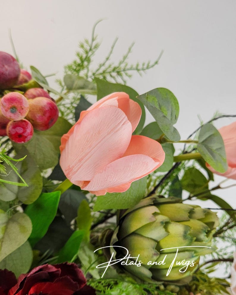 Spring Grapevine Wreath With Peonies & Poppies – Unique Floral Door ...