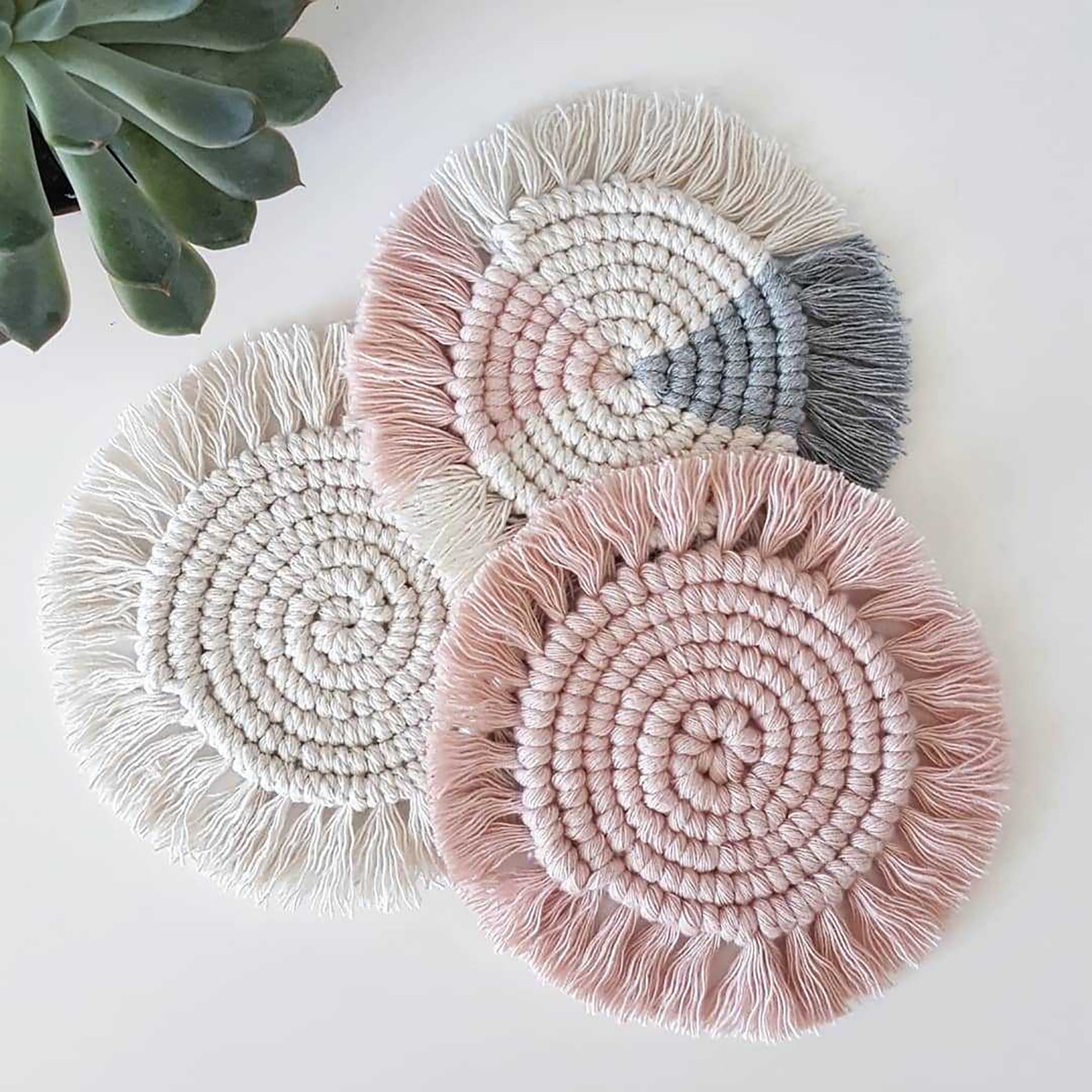 Macrame Coasters Boho Coasters Macrame Plant Rug - Etsy