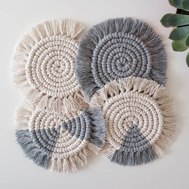 Macrame Coasters Boho Coasters Macrame Plant Rug - Etsy