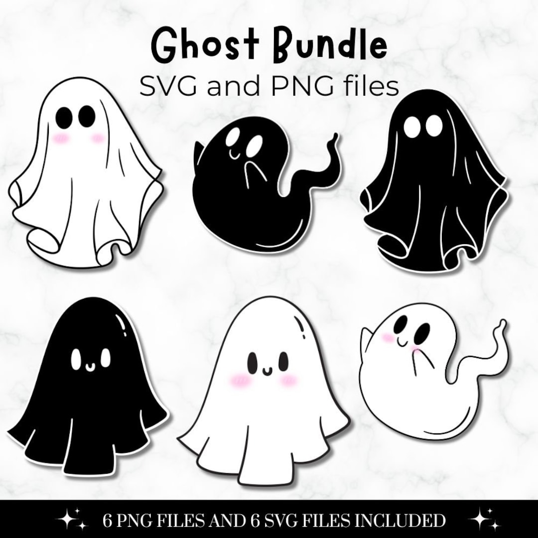 Cute Ghost SVG Bundle - Cricut - Ghost PNG - Clipart - Cute Ghost ...
