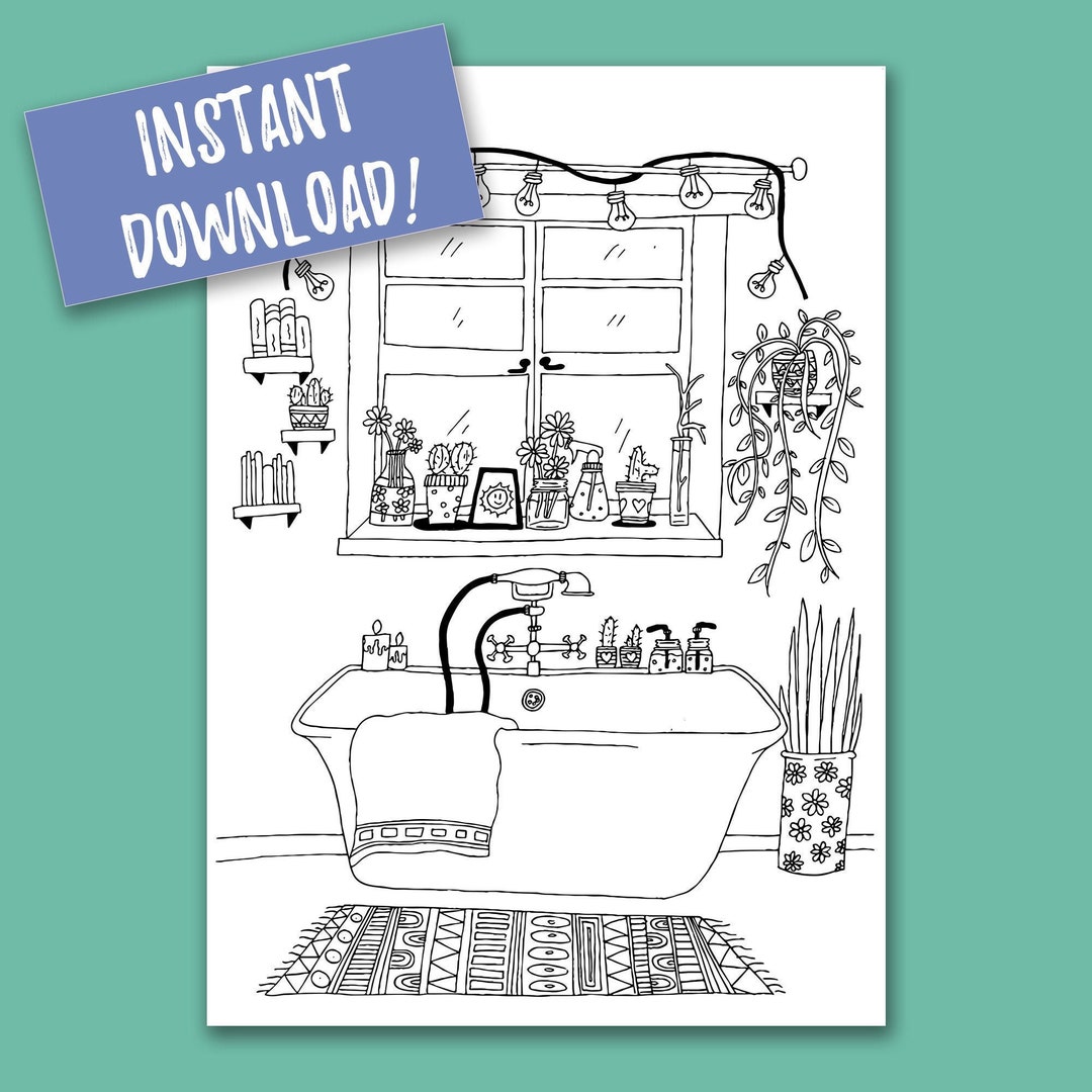 House Plants Adult Coloring Page Digital Download Hand-drawn ...