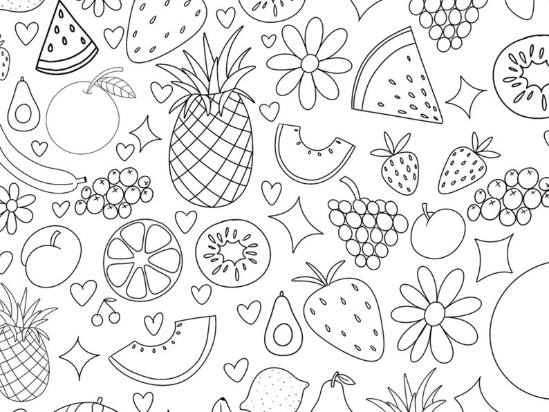 Fruit Pattern Adult Coloring Page Digital Download - Etsy