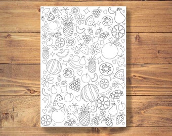 Pop Art Fruit Coloring Book 24 Greyscale Adult & Kids Detail - Etsy