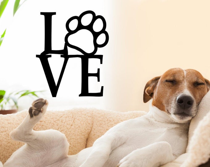 Dog Love Sign Metal Wall Pet Paw Print Sign - Etsy
