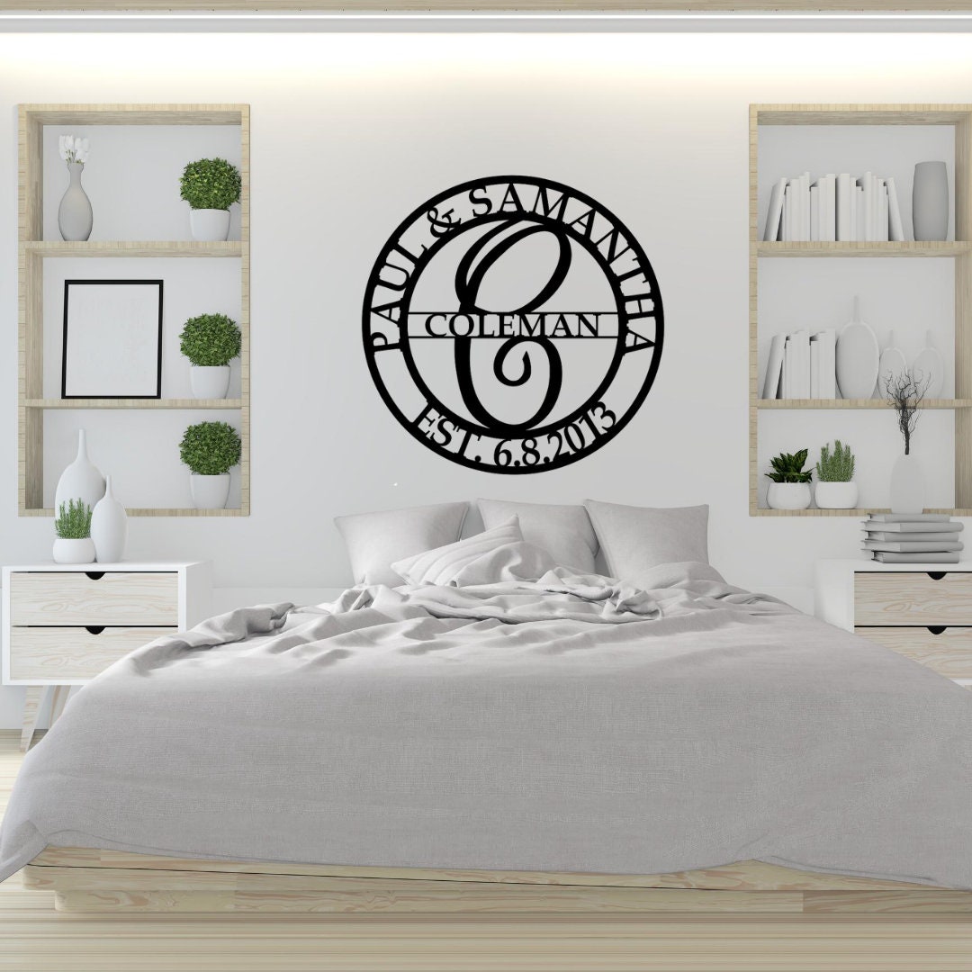 Fancy Circle Monogram With Date Customizable Metal Monogram ...