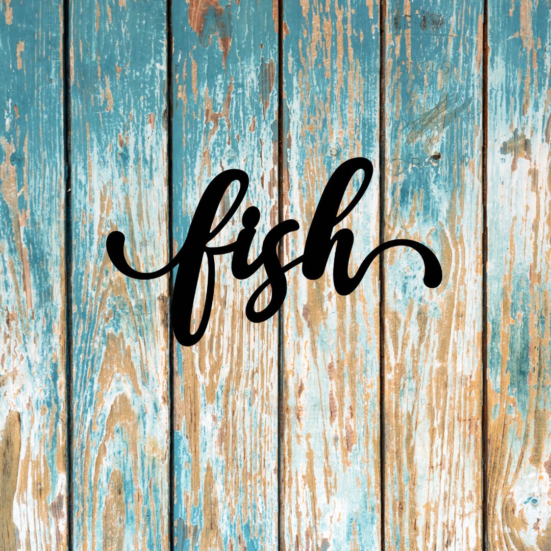 Fish Sign Beach House Indoor Outdoor Metal Wall Decor Fish Cursive Sign ...