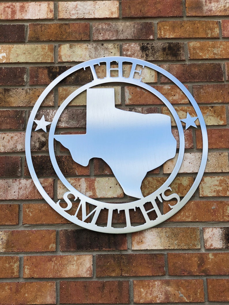 Texas State Circle Monogram #1 Personalized Metal Art Décor Wedding ...