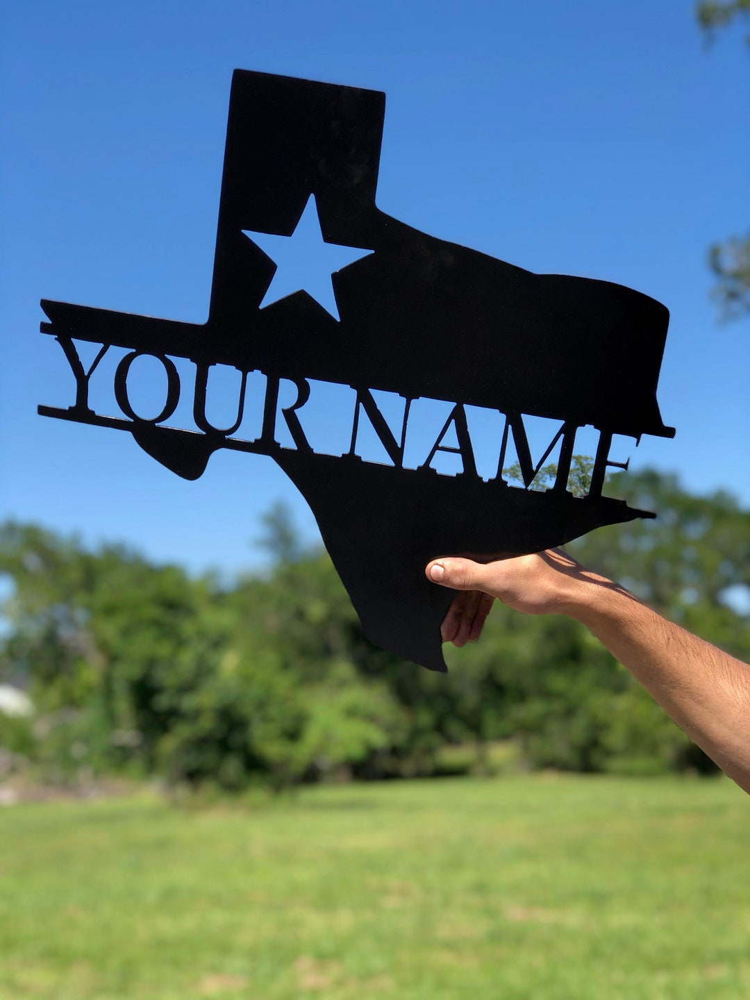Texas Outline Monogram Metal Family Last Name Personalized Steel Sign ...