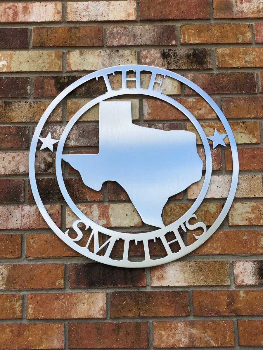 Texas State Circle Monogram 1 Personalized Family Last Name - Etsy