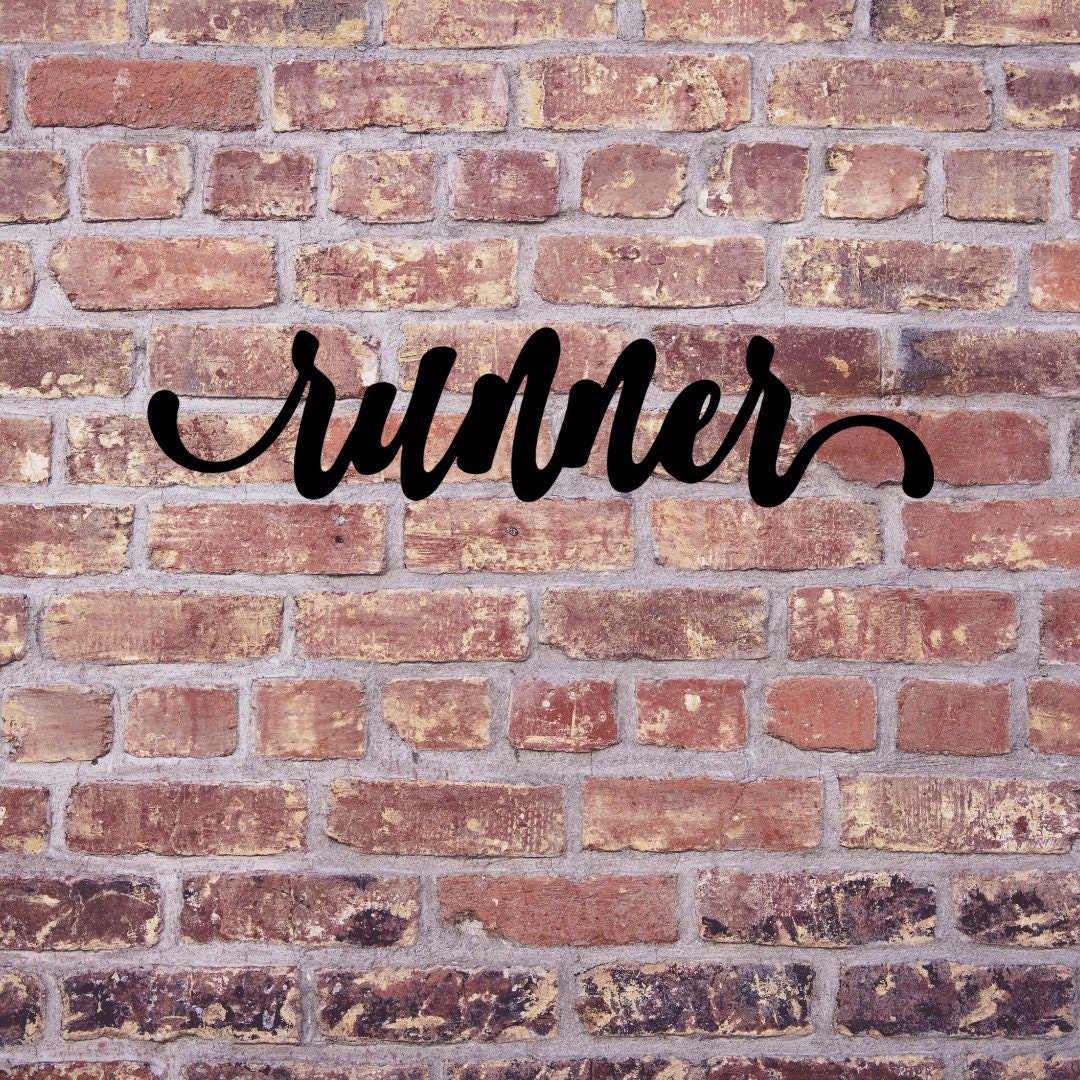 Runner Sign Cursive Word Wall Art Customizable Script Metal Word Cross ...