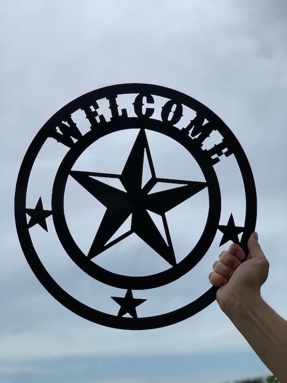 Texas Star Welcome Metal Sign Customized Metal Wall Decor | Etsy
