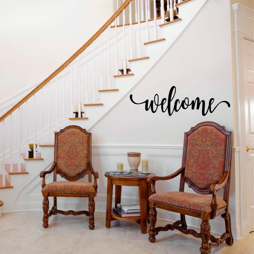 Welcome Script Metal Wall Sign | Farmhouse Style Decor - Etsy