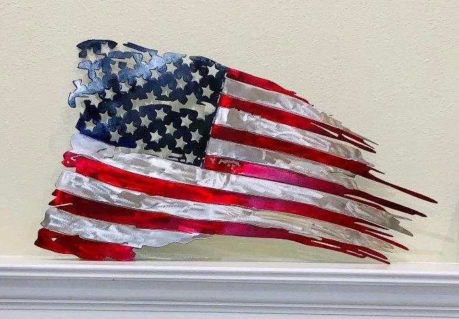 Tattered U.S. Flag United States Wall Decor Customized United | Etsy
