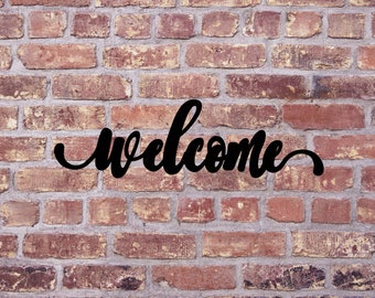 Create Sign Cursive Metal Wall Art Home Decor Custom Word | Etsy