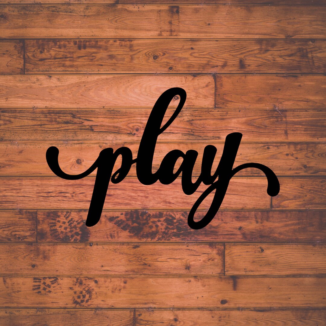 Play Sign Metal Word Cut Out Metal Cursive Word Cursive Word Wall Art ...