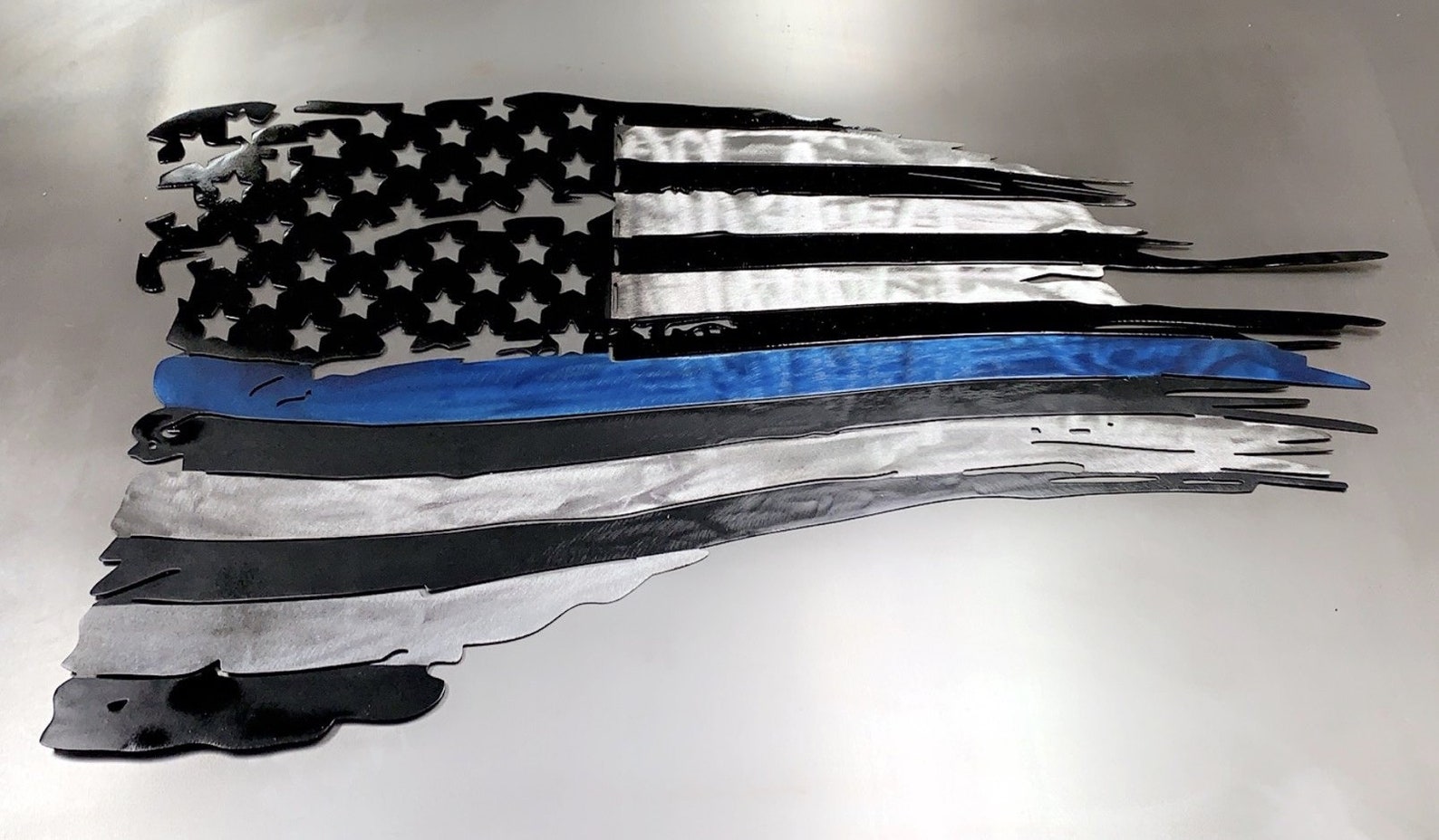 Thin Blue Line Tattered U.S. Flag Unites States Wall Decor - Etsy
