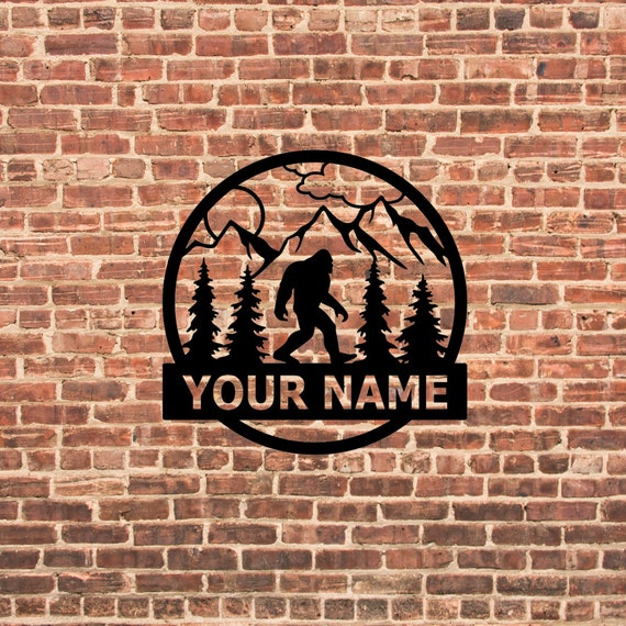 Bigfoot Sasquatch Monogram Family Name Personalized Metal Sign - Etsy