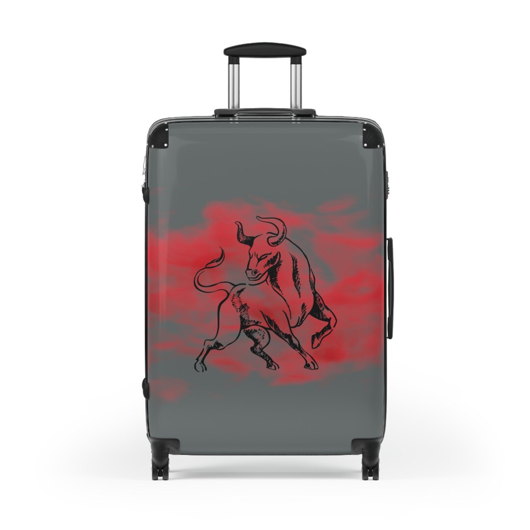 Bull Raging Red Smoke Unique Bags Holiday Travel Luggage Suitcase - Etsy