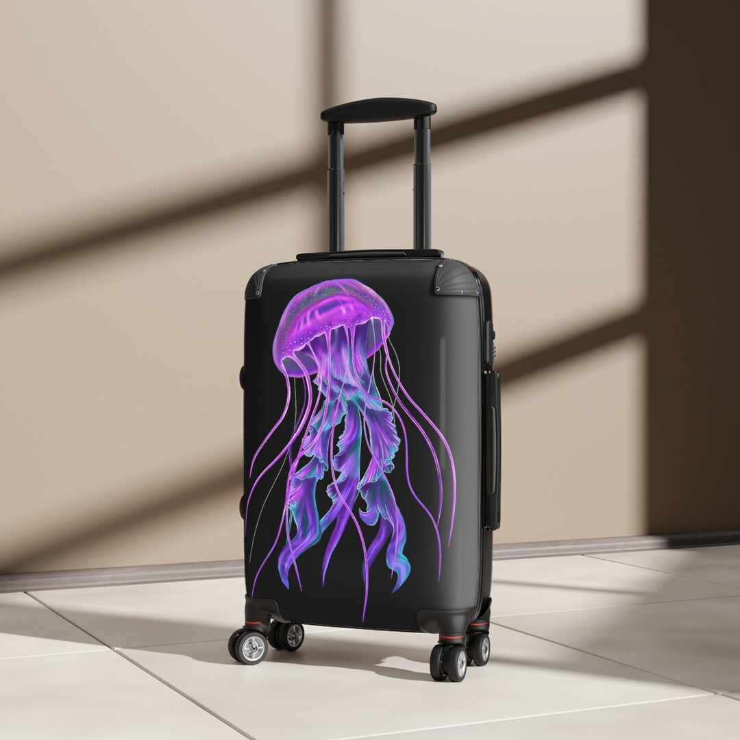 Jellyfish Bright Purple Design Ocean Sea Creatures Travel Bag Suitcase ...