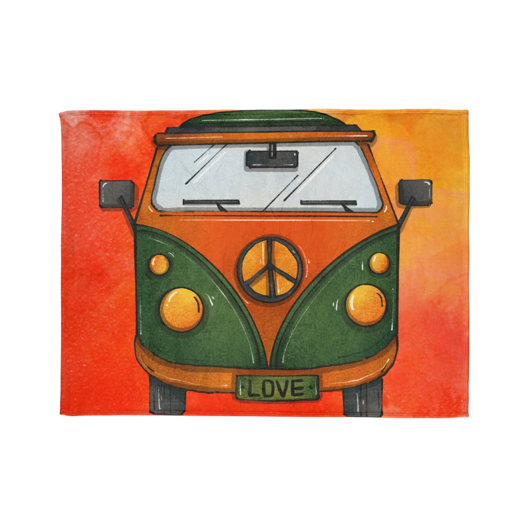 Hippie Van Retro Design Orange Color Soft Polyester Blanket - Etsy