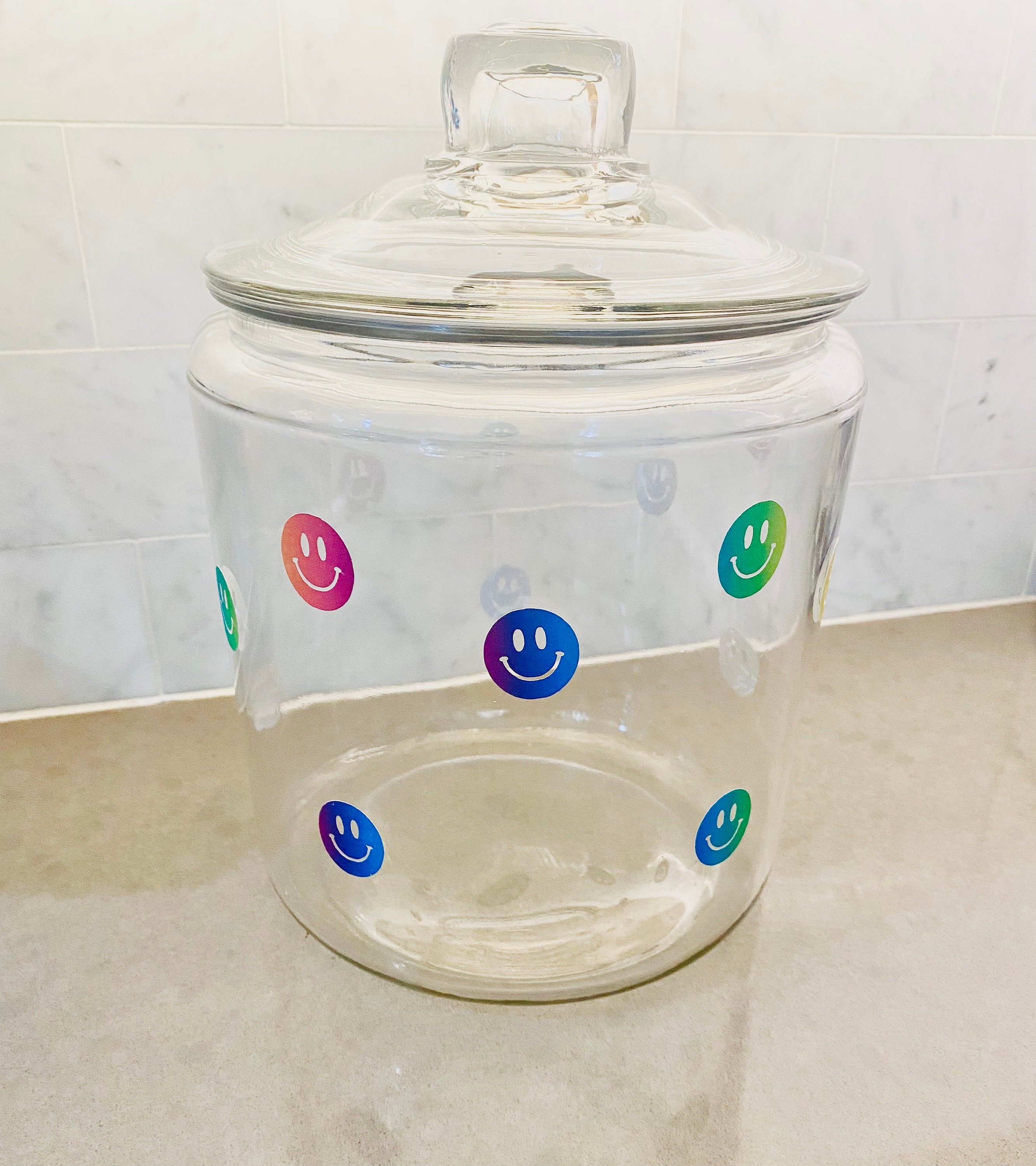 Happy Face Smiley Face Gallon Cookie Storage Jar - Etsy