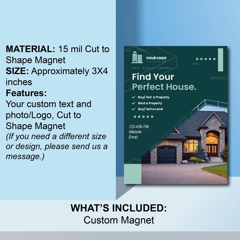 Custom Business Card Magnet: Full Color Realtor Marketing (3X4 Inches ...
