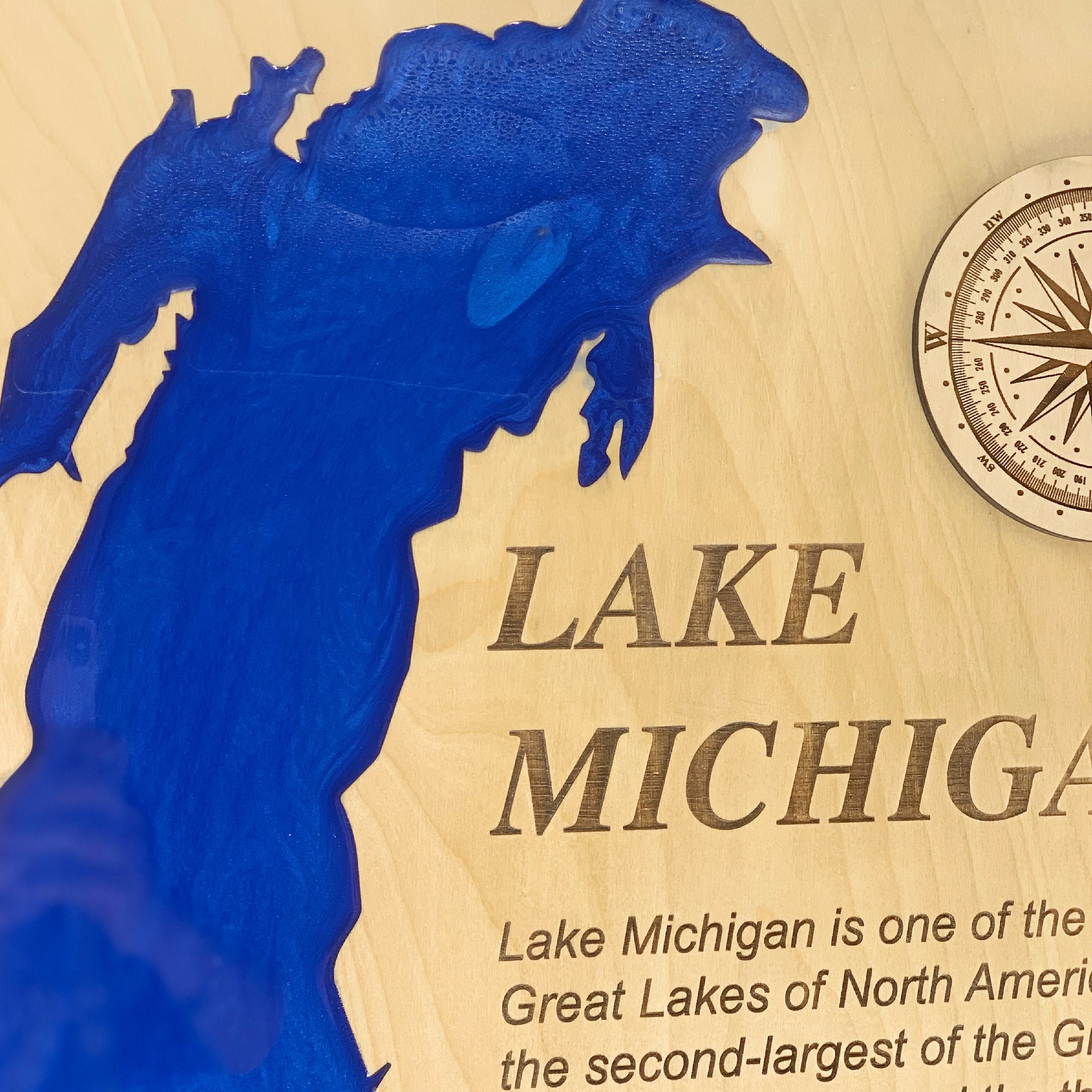 Personalized Lake Michigan Resin Map: Custom Lake House Decor - Etsy