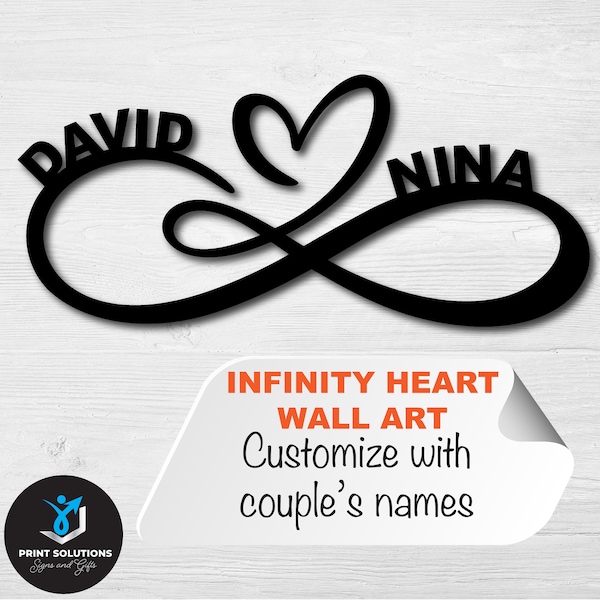 Infinity Heart Sign With 3 Names - Etsy