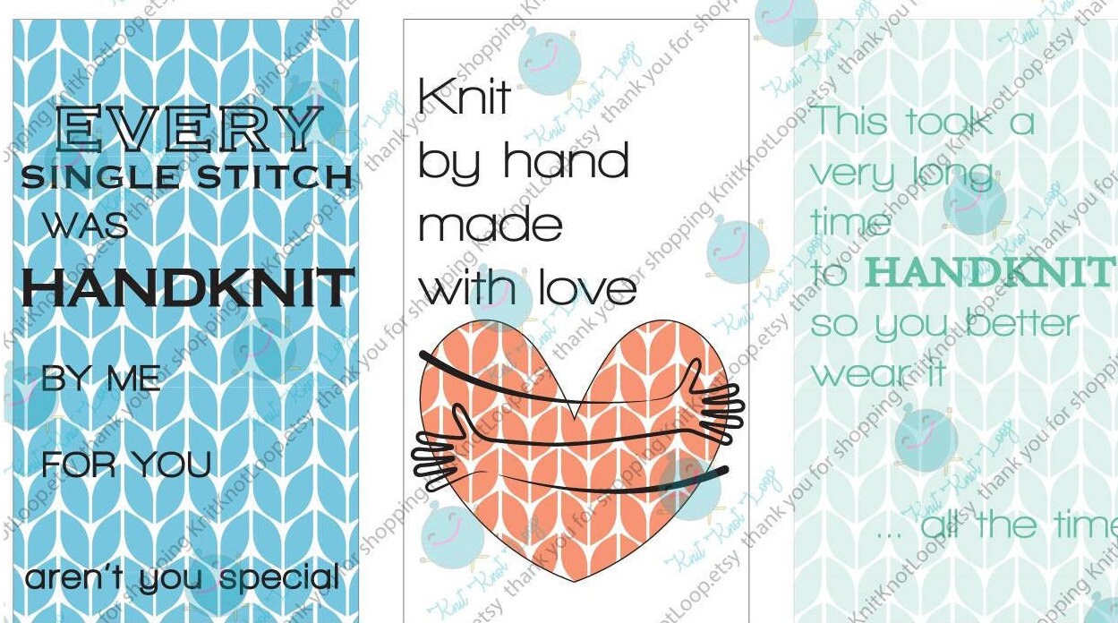 Handknit Gift Tags Printable Knitting Labels for Your - Etsy