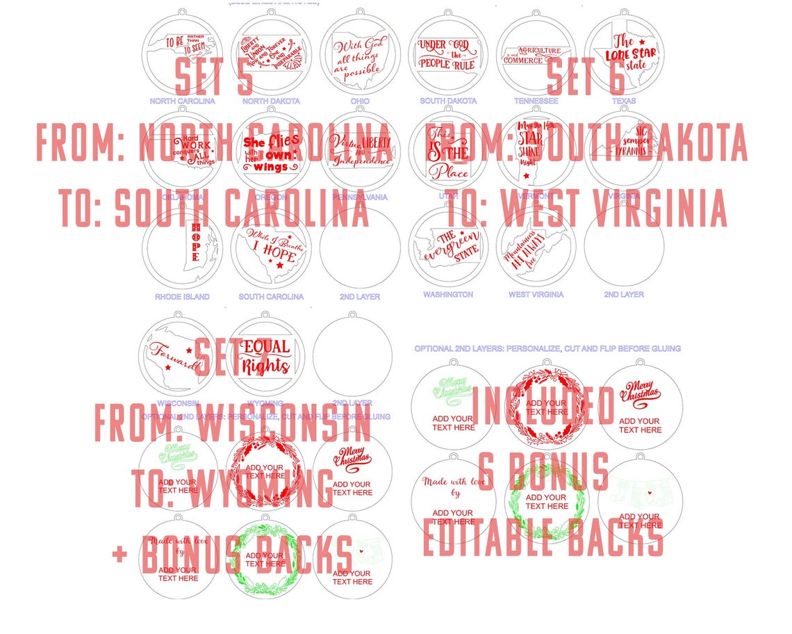 BUNDLE of 50 USA States' Shapes National Motto Laser Cut - Etsy