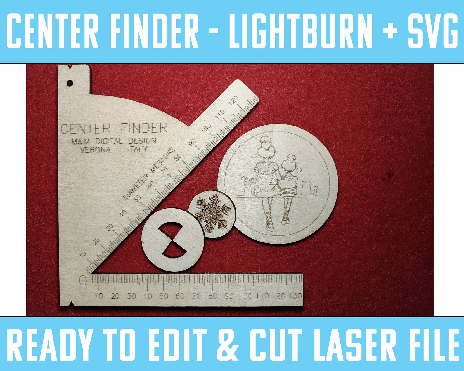 CENTER FINDER JIG Laser Machine Lightburn Svg Dxf File - Etsy