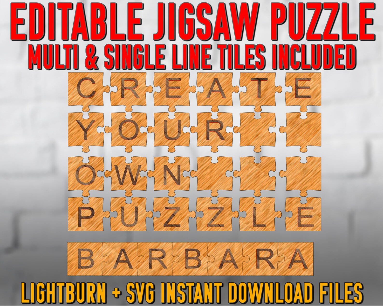 Laser Cut Puzzle Jigsaw Personalized. File Lightburn LBRN LBRN2 Ready ...