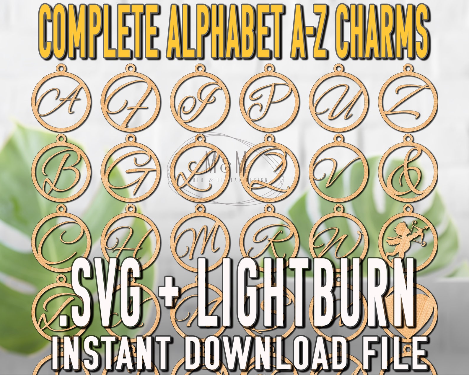 Lightburn SVG Necklace Pendant Charm Keychain Engraved & Cut - Etsy