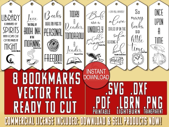 Laser LIGHTBURN Cut Files 8 Bookmarks Ready to Cut. - Etsy