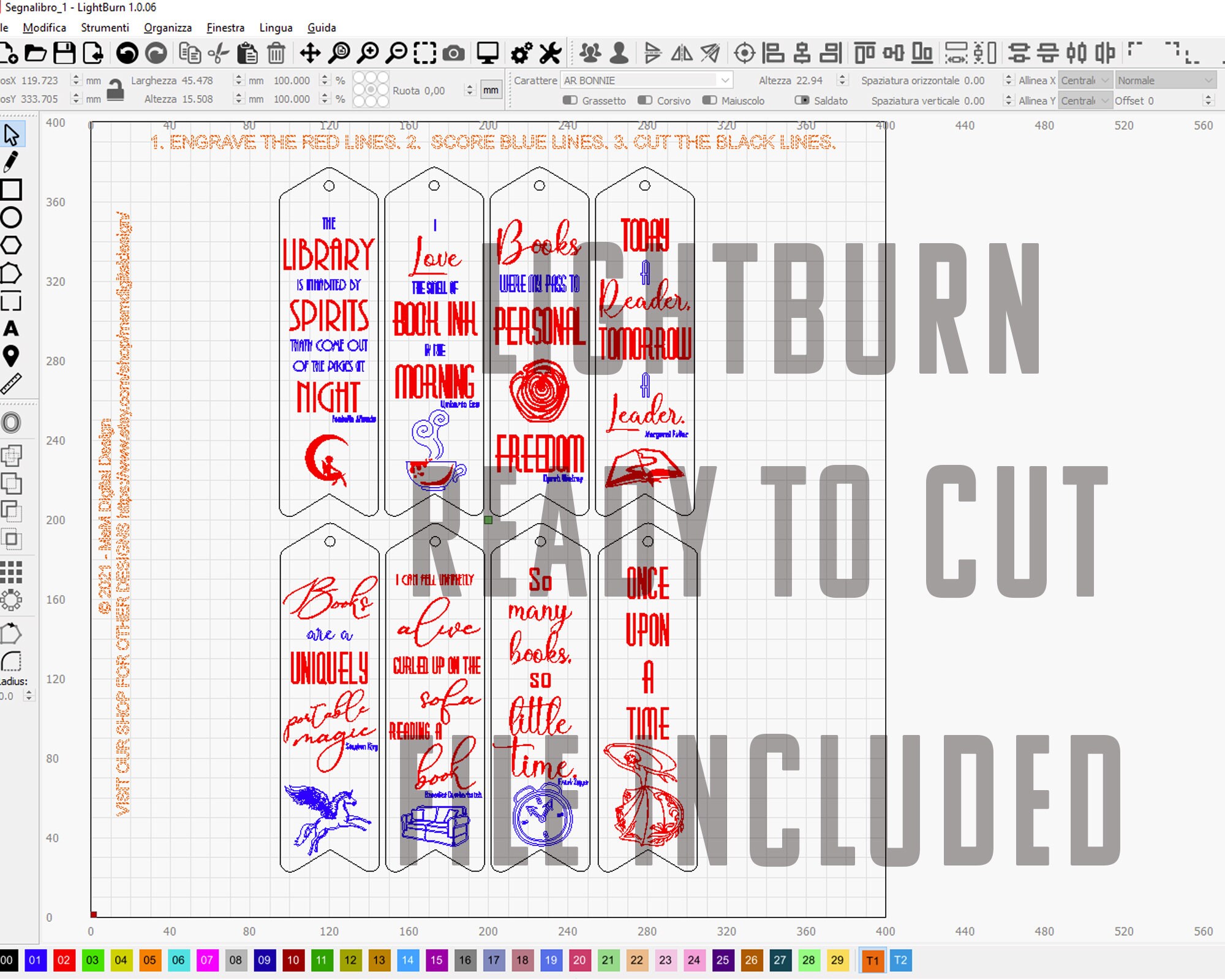 Laser LIGHTBURN Cut Files 8 Bookmarks Ready to Cut. - Etsy