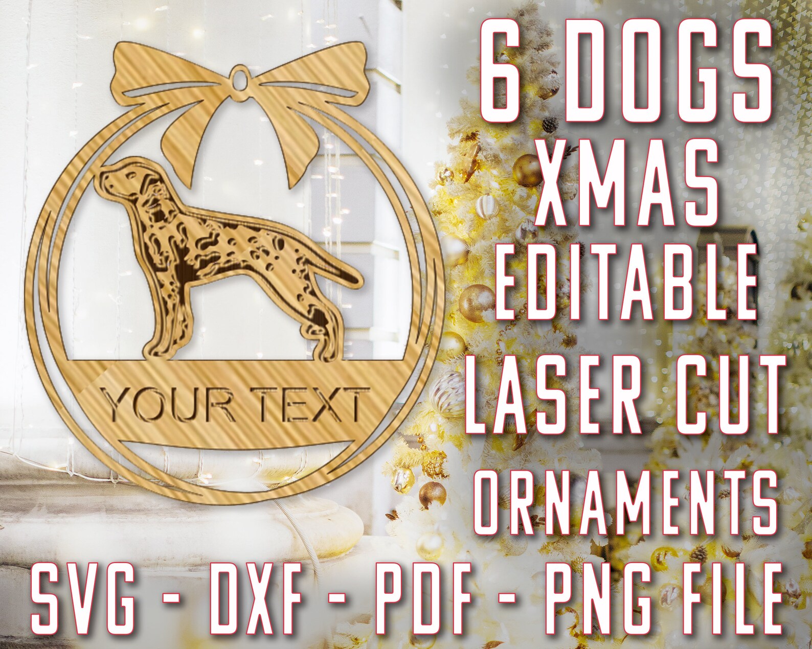 Laser LIGHTBURN Cut Files Christmas Ornament Dog Lovers. - Etsy