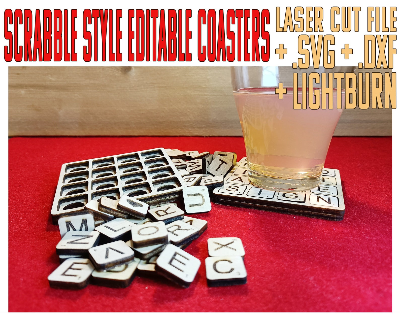 Laser Cut File Scrabble Game Coaster Style. Compose Text. Ready to Cut ...