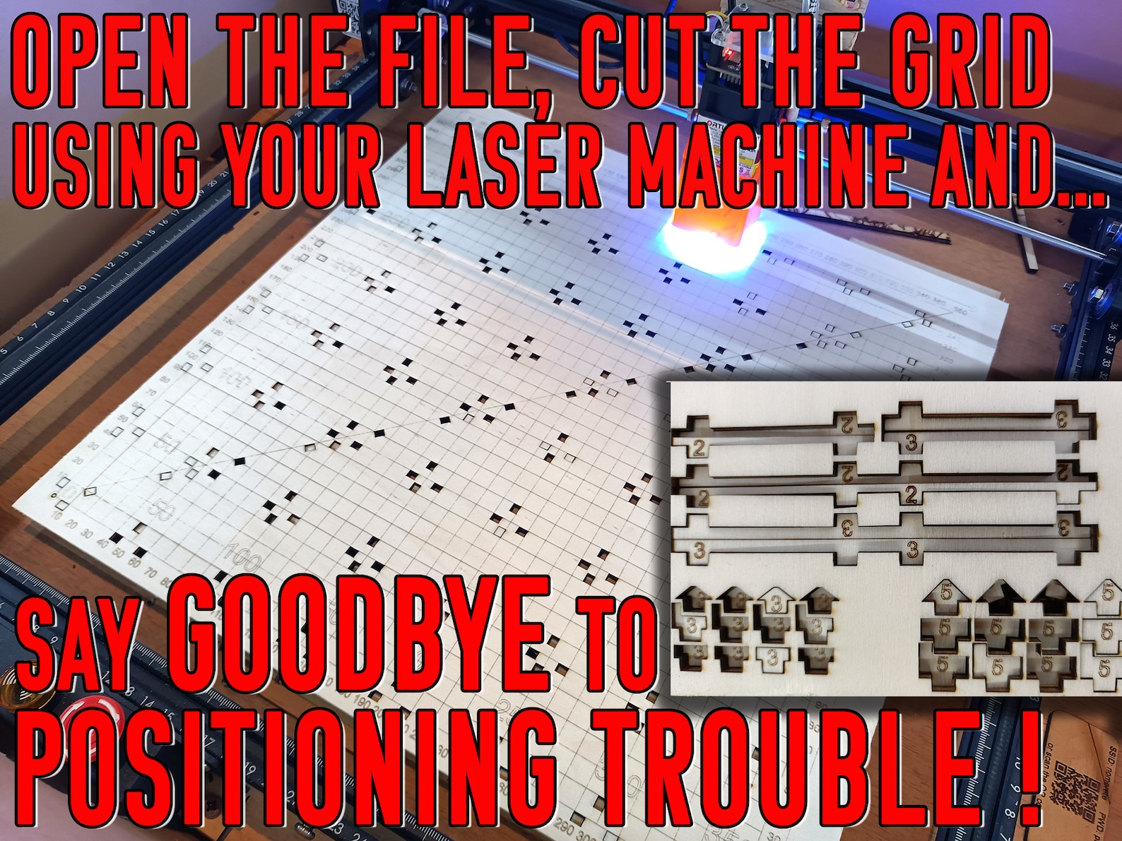 XTOOL M1 Basic Grid With POSITIONING GUIDES 15 X 12 Laser Machine Grid ...