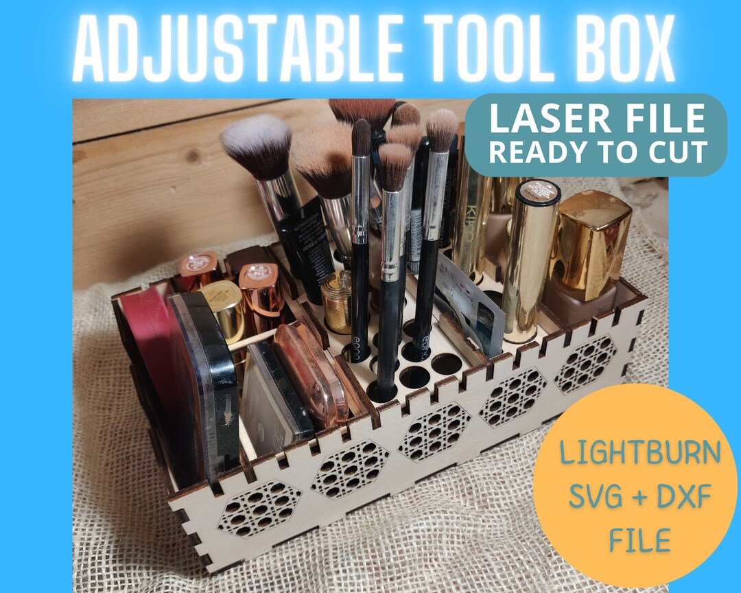 Laser Cut Files Box Tool Pen Make up Storage Organizer W Movable ...
