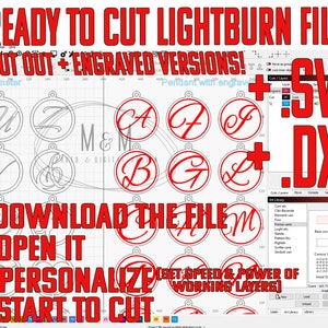 Lightburn SVG Necklace Pendant Charm Keychain Engraved & Cut Laser File ...