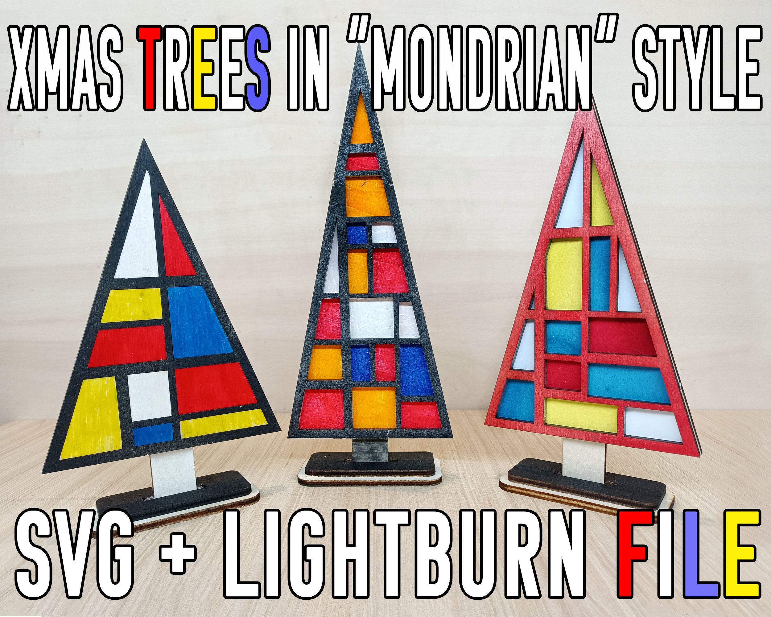 Laser LIGHTBURN SVG Cut File Minimalis Christmas Trees - Etsy