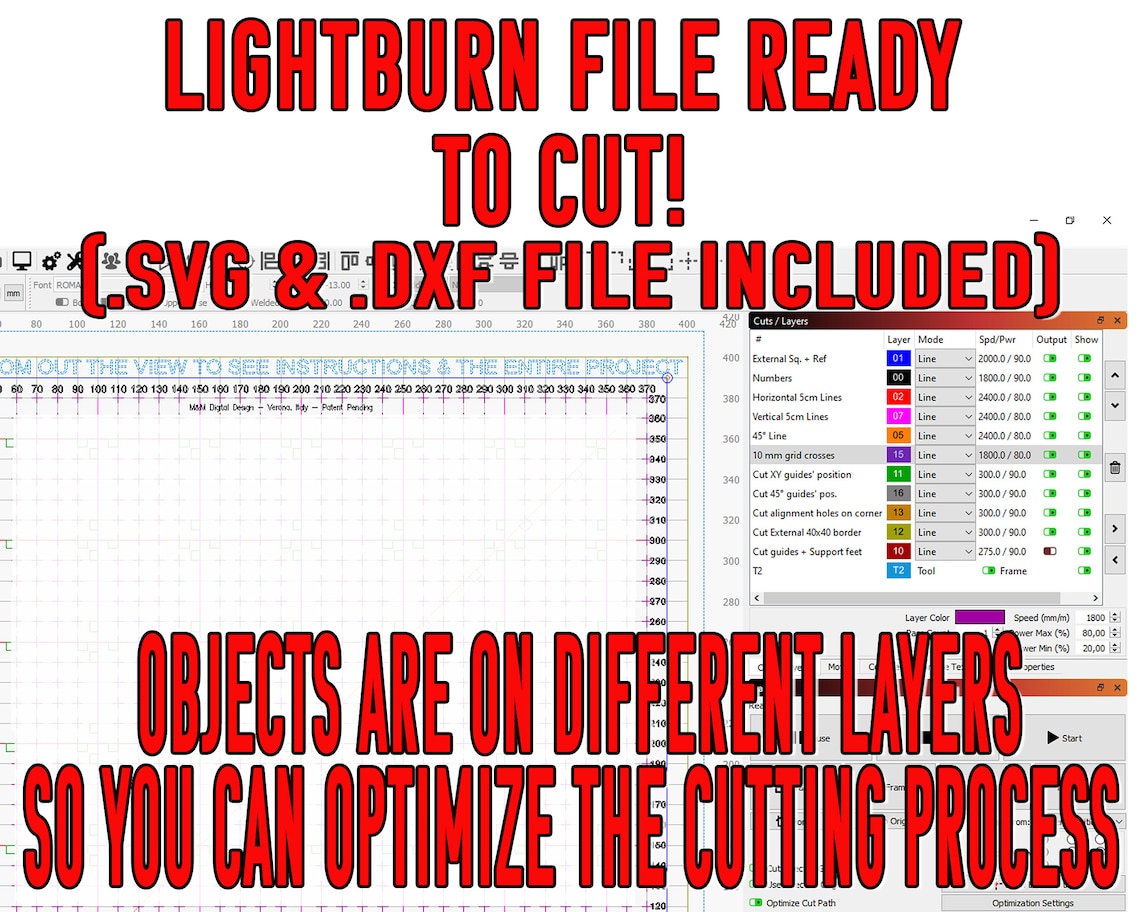 DEFINITIVE Basic Grid With POSITIONING GUIDES 400x400 Mm | Etsy