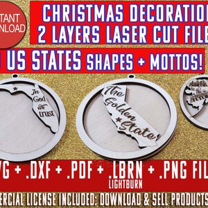 BUNDLE of 50 USA States' Shapes National Motto Laser Cut Files ...