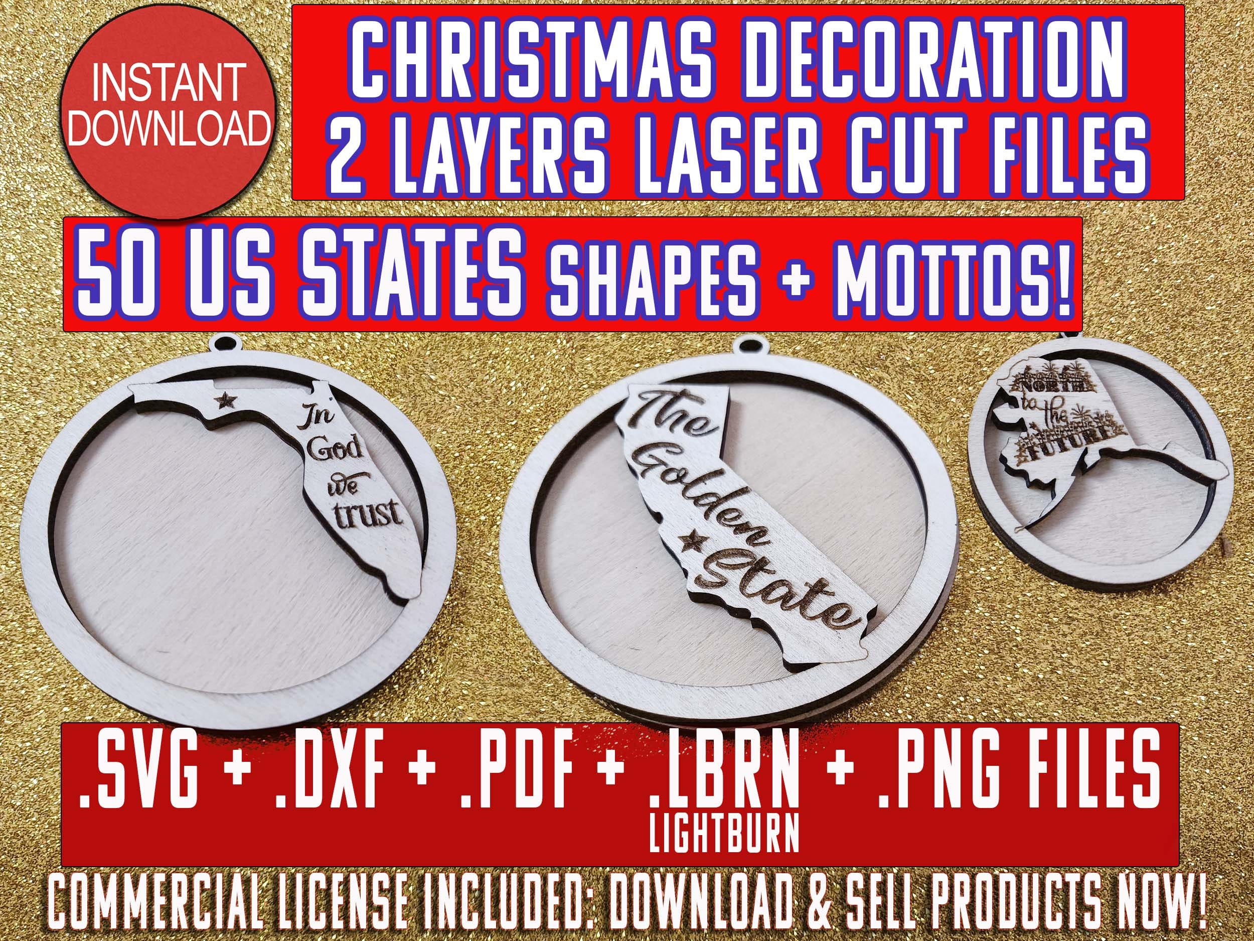 BUNDLE of 50 USA States' Shapes National Motto Laser Cut - Etsy