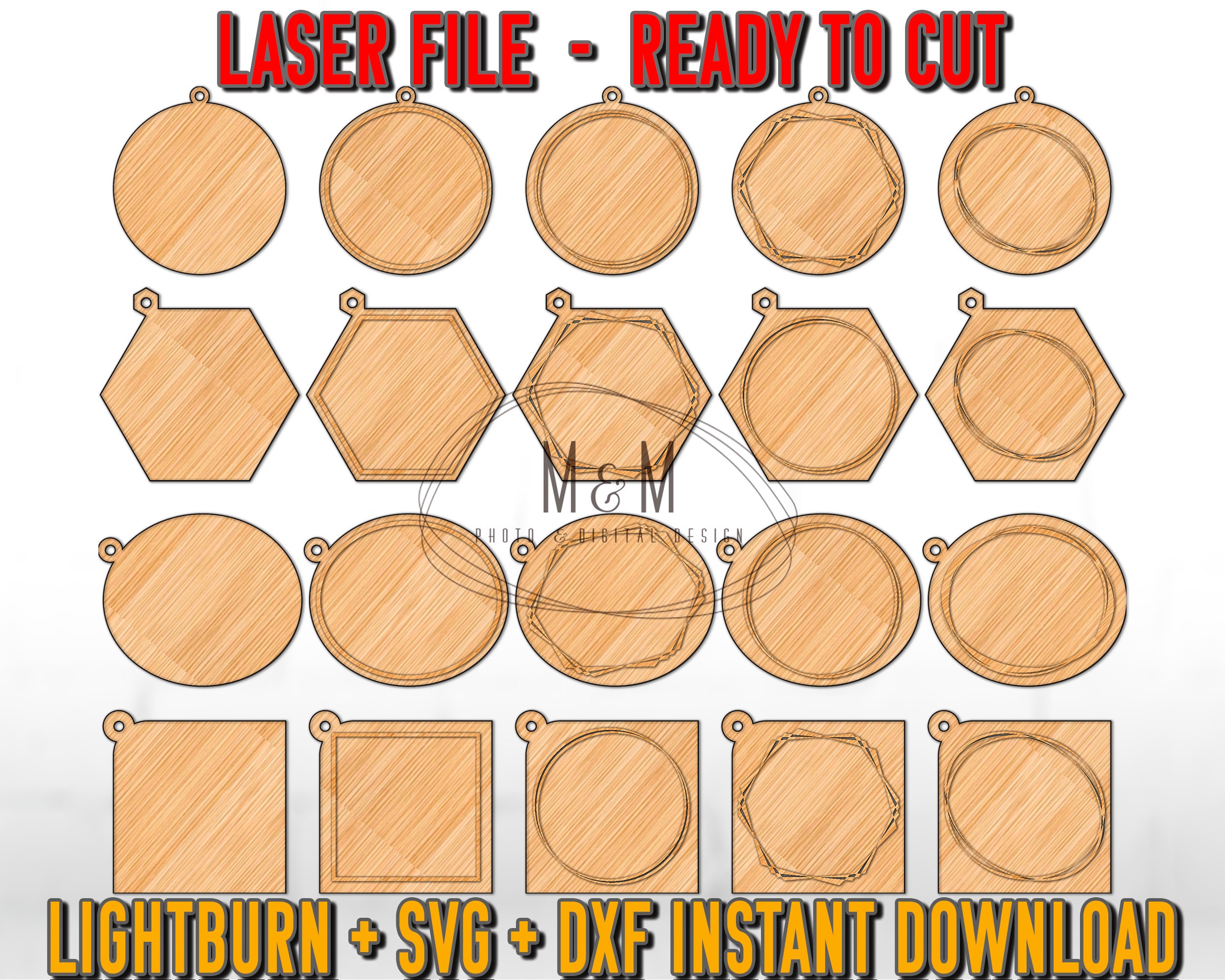 Lightburn SVG Tag Pendant Keychain 20piece Bundle Laser Cut - Etsy