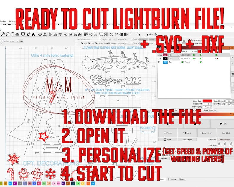 Laser LIGHTBURN SVG Cut File Minimalis Christmas Trees - Etsy
