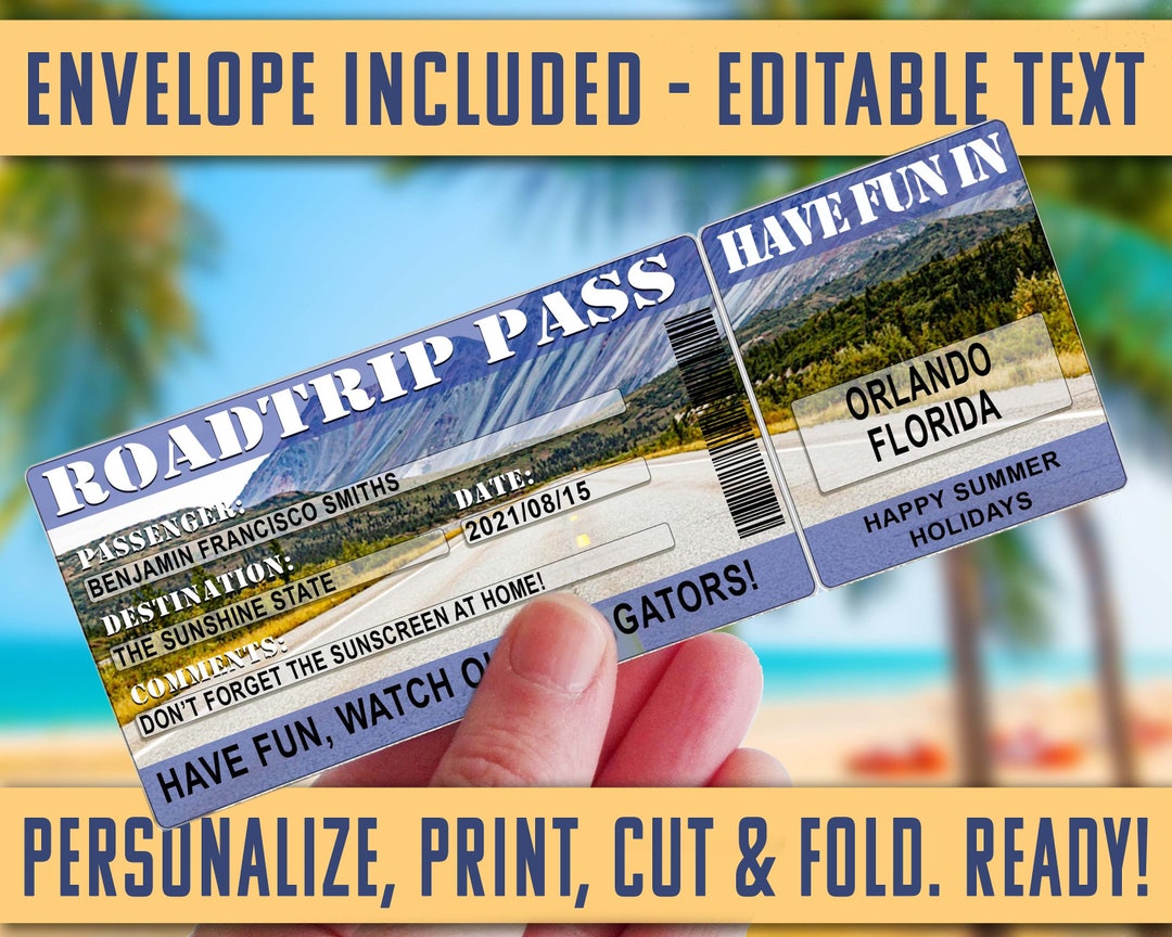 Editable Boarding Pass + ENVELOPE Template Surprise Gift for Her and ...